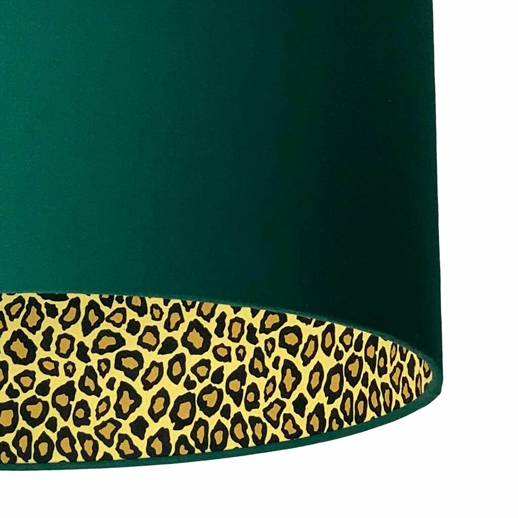 Leopard Print Lampshades In Hunter Green Cotton By Love Frankie Ltd ...