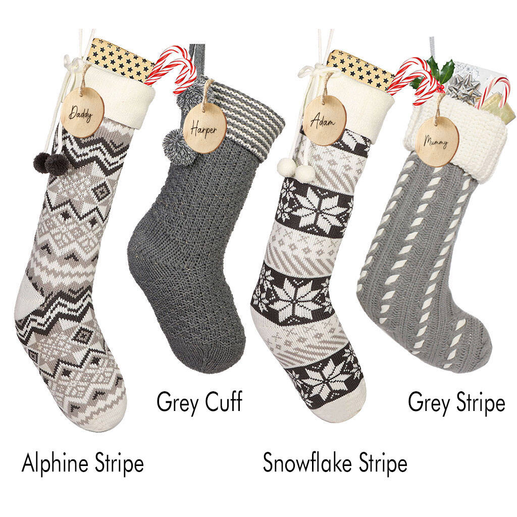 Personalised Nordic Grey Chunky Knit Stocking By Dibor ...