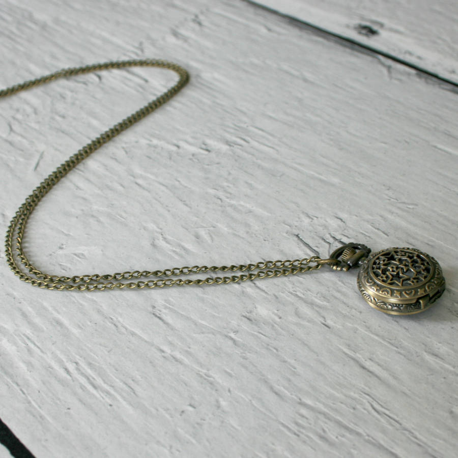 Moon And Stars Locket Clock Necklace By Hayley & Co ...