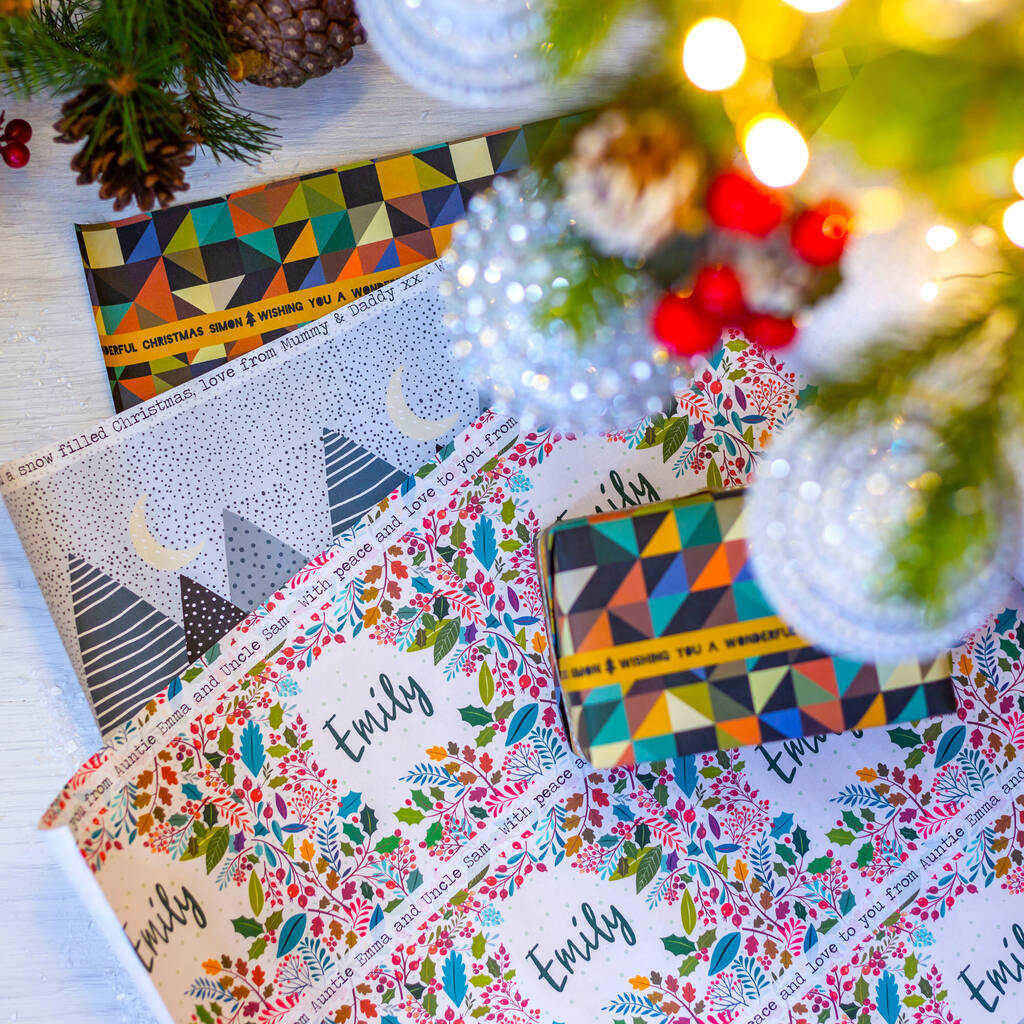 Personalised Colourful Christmas Wrapping Paper By Spotty N Stripy personalised-colourful-christmas-wrapping-paper-by-spotty-n-stripy