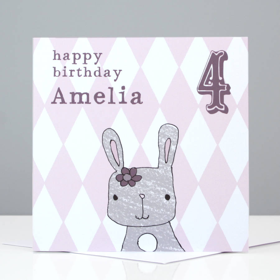 Personalised Bunny Girl's Birthday Card By Molly Moo Designs ...