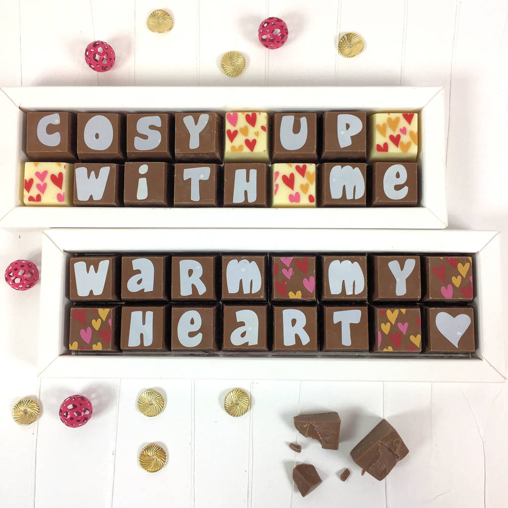 Cosy Up With Me Chocolate Messages Personalised Gift By Cocoapod ...