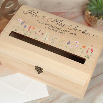 Personalised Wild Flowers Wedding Cards Post Box Chest By Love Lumi Ltd ...