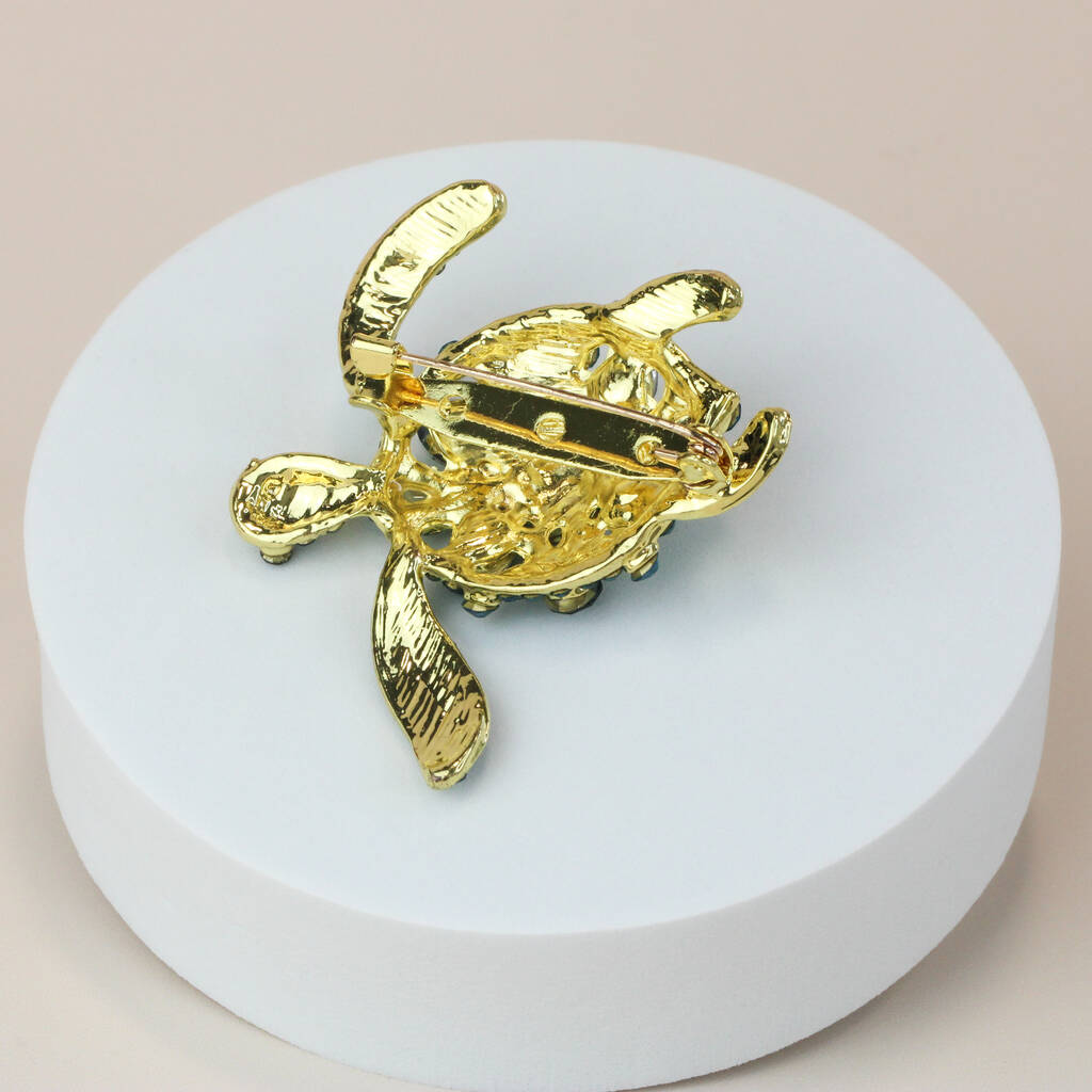 Colourful Crystal Turtle Brooch By GY Studios