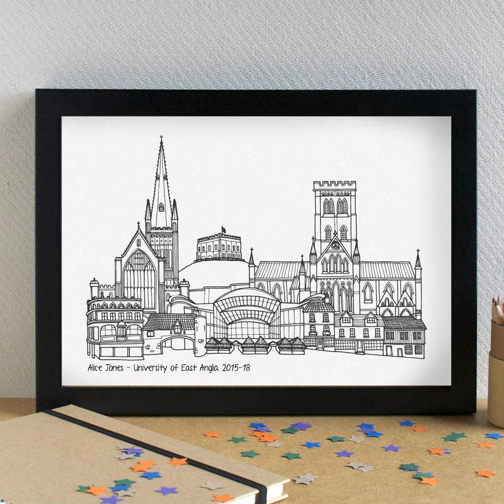 Norwich Skyline Art Print Unframed By Becka Griffin Illustration ...