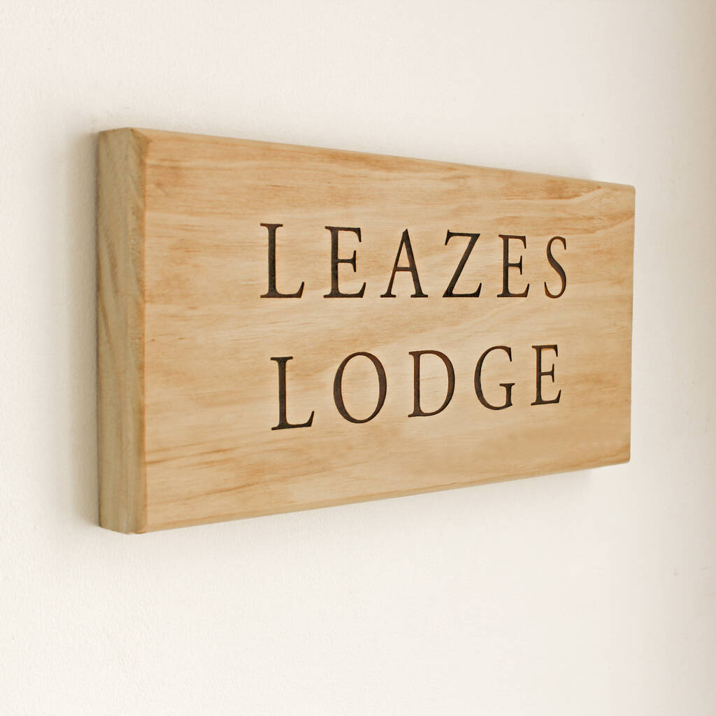 Solid Oak Engraved House Sign By Mac and lilly