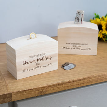 Personalised Dream Wedding Fund Money Box With Message By Mirrorin ...
