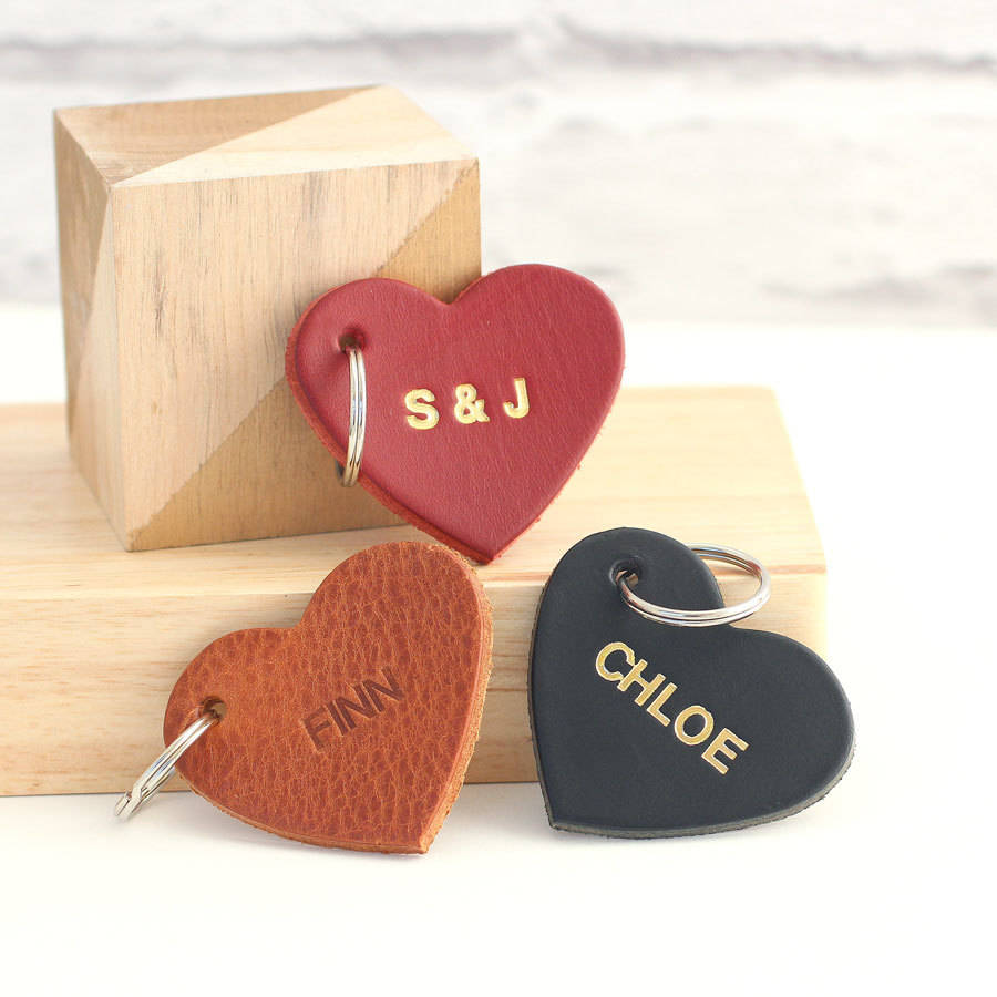 personalised embossed leather heart keyring by posh totty designs ...