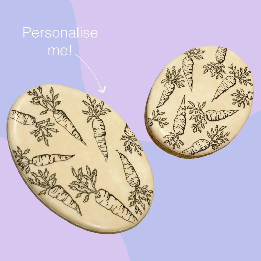 Personalised Carrot Easter Egg Iced Biscuit By Coy Biscuit