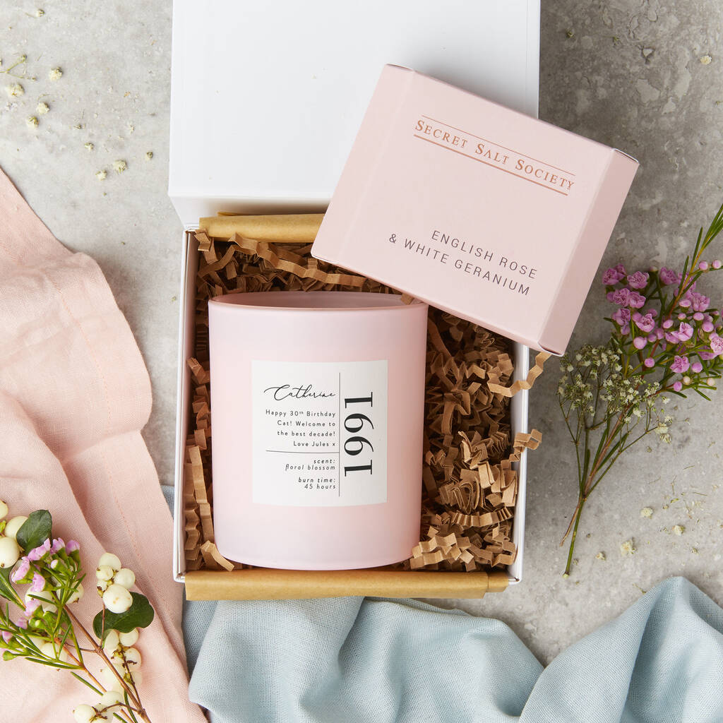 30th Birthday Candle Gift Pink By Kindred Fires | notonthehighstreet.com