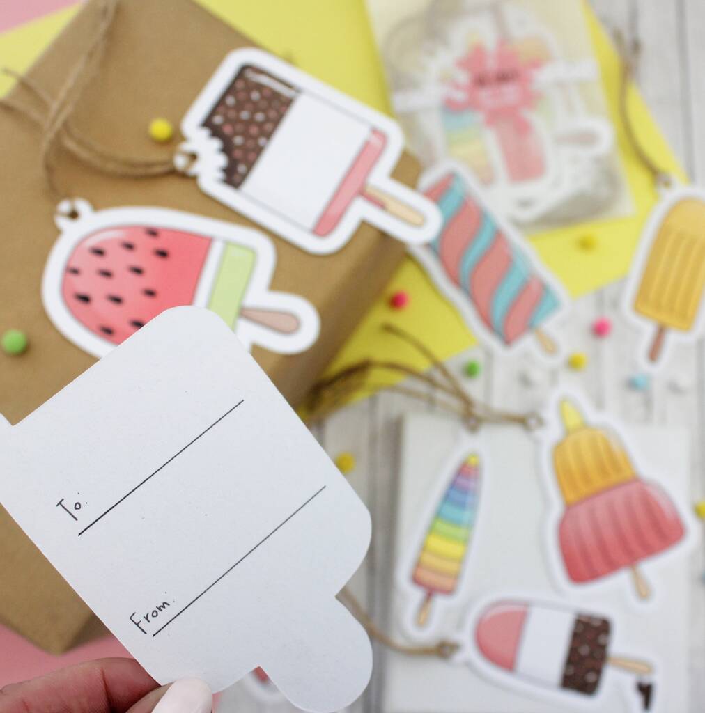 Illustrated Ice Lollies Gift Tags, Large By Little Silverleaf