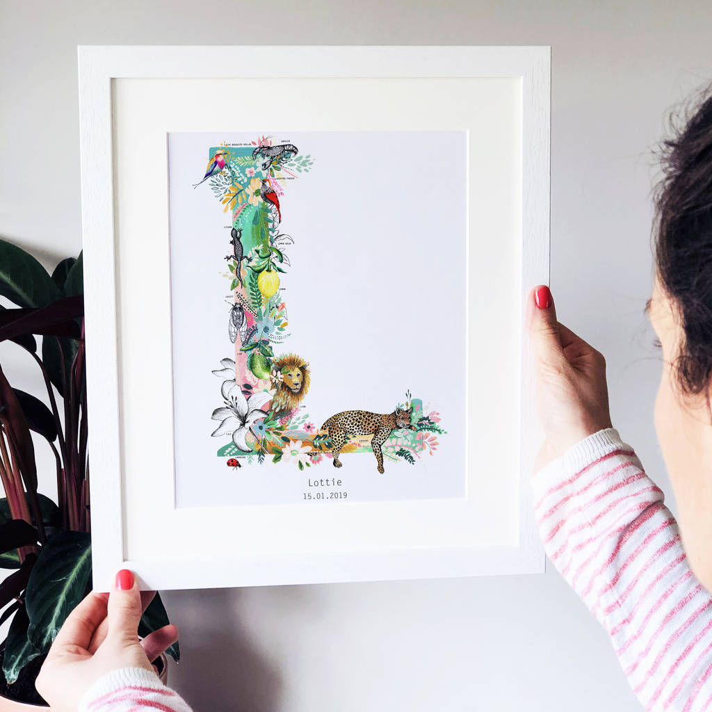 personalised j to s pastel wildlife letter print by charlotte jones ...