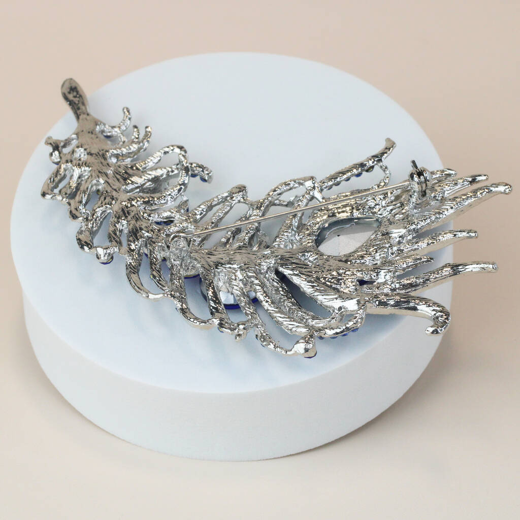 Crystal Peacock Feather Brooch By GY Studios