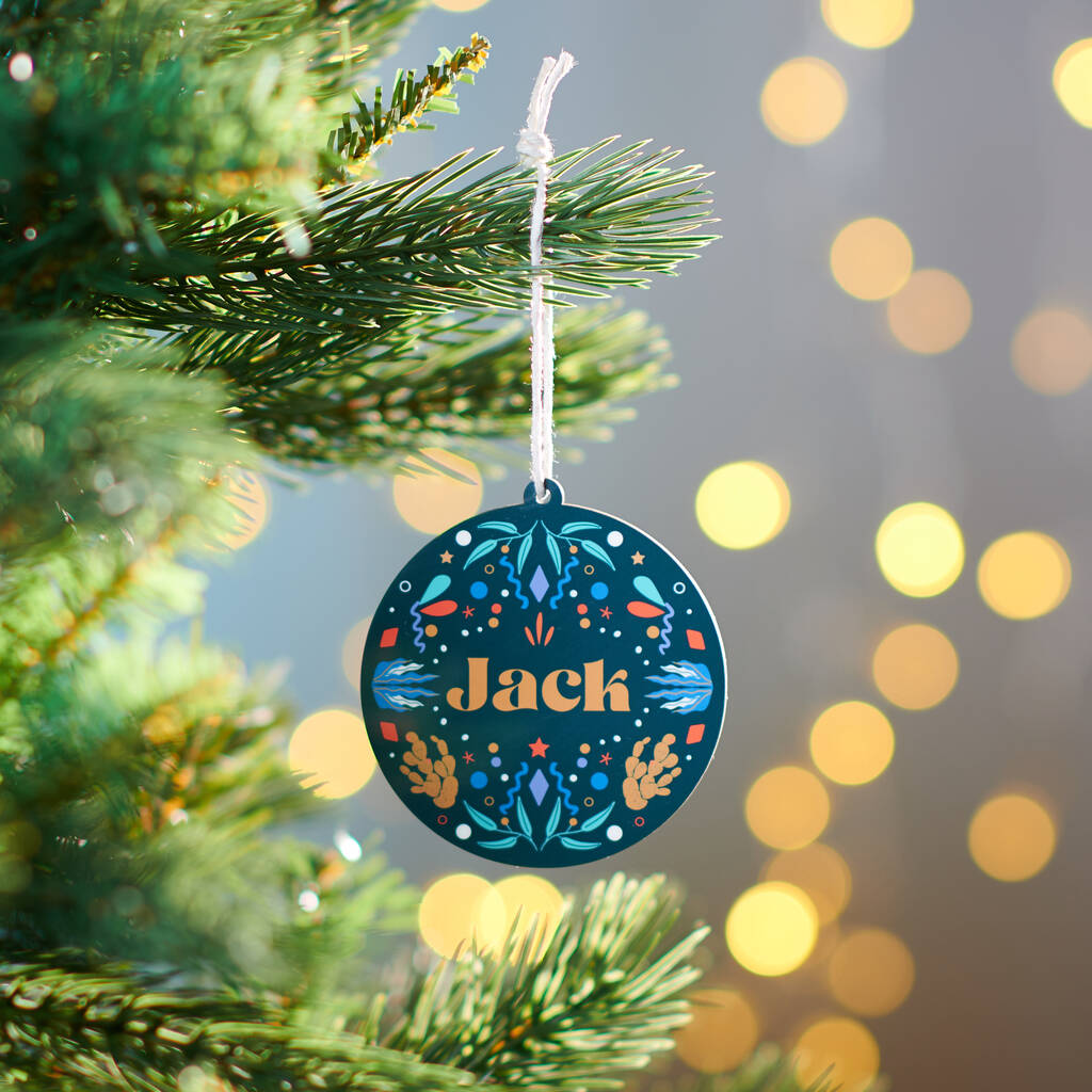 Personalised Patterned Name Bauble By Oakdene Designs