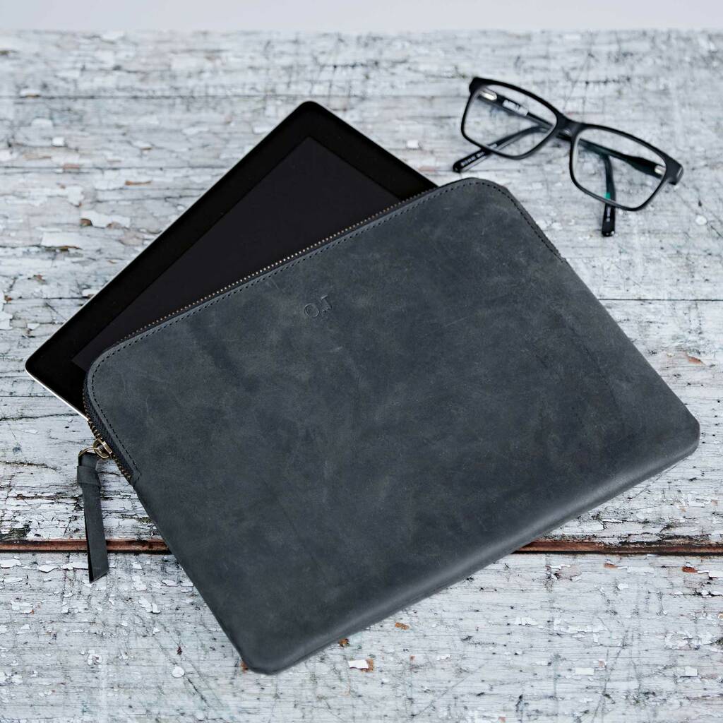 Personalised Black Buffalo Leather I Pad Case By Paper High ...
