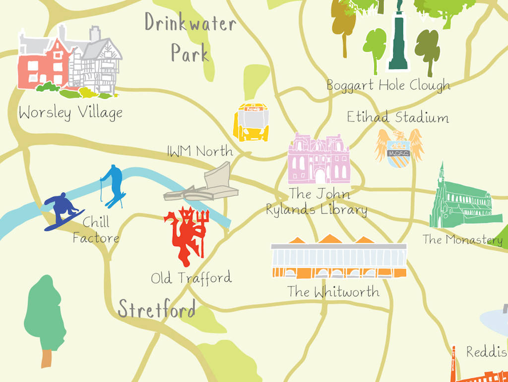 map of greater manchester by holly francesca | notonthehighstreet.com