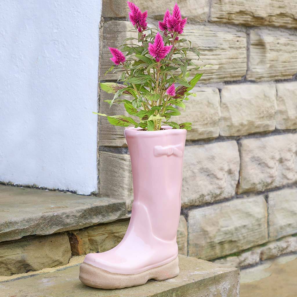 Large Pink Welly Boot Garden Planter By Dibor | notonthehighstreet.com