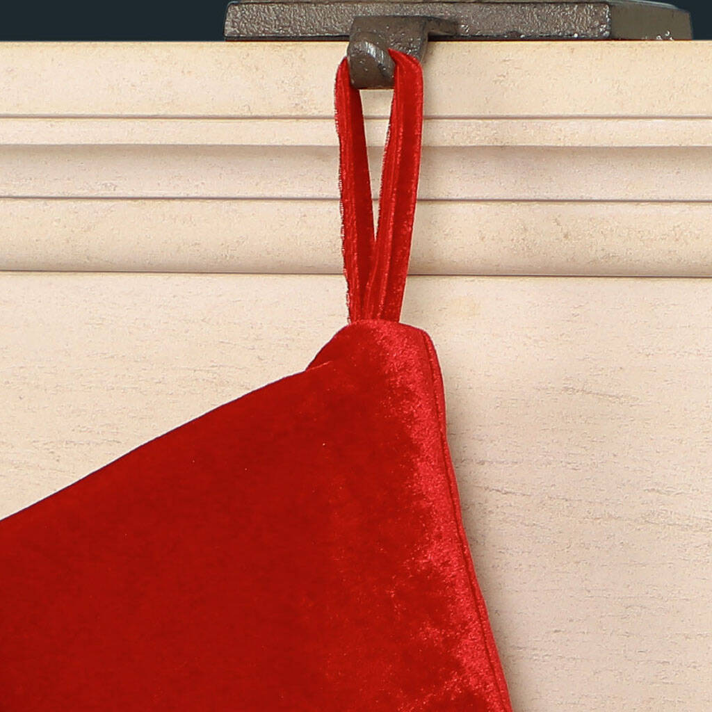 Personalised Luxury Ruby Red Velvet Christmas Stocking By Dibor