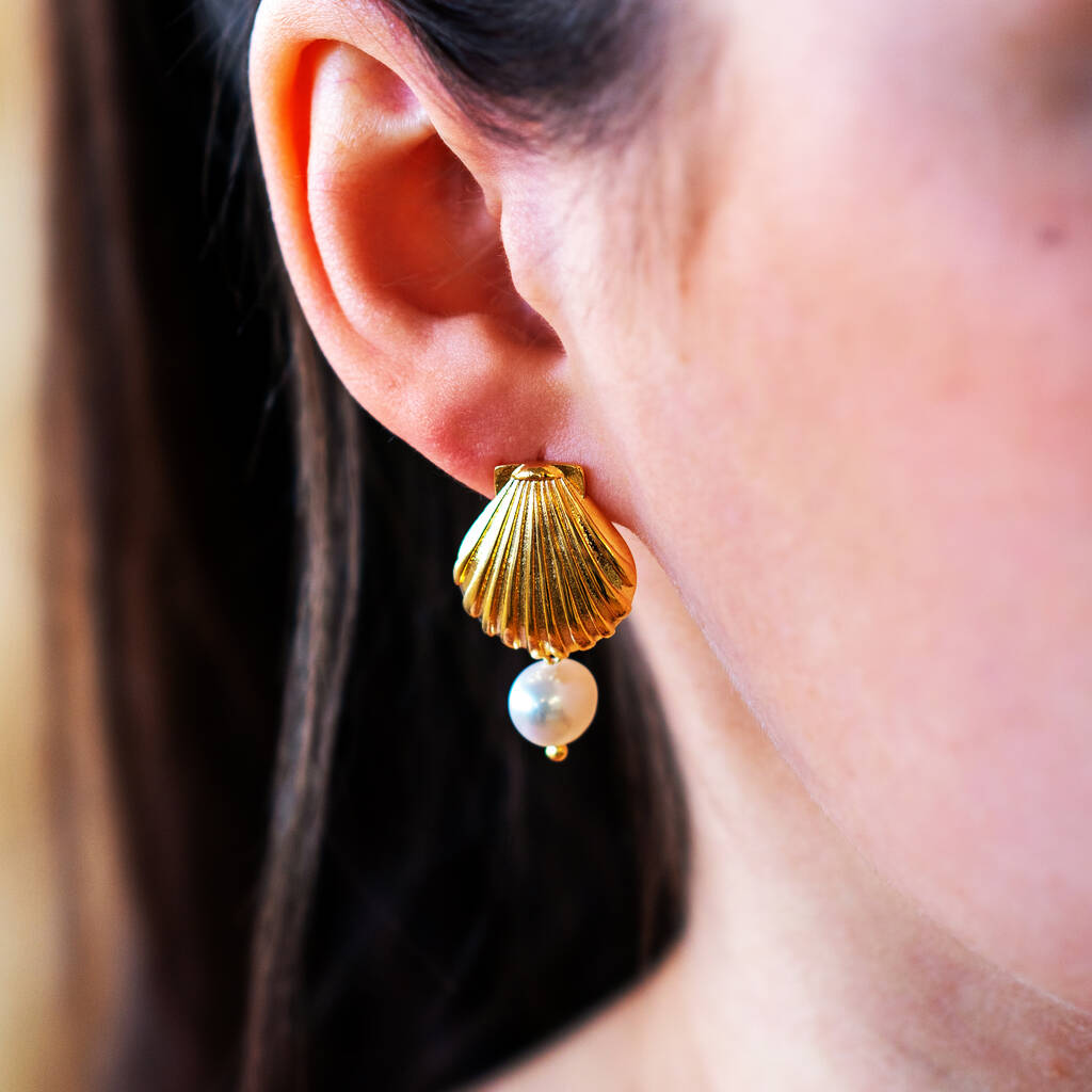 Shell And Pearl Earrings By Lucent Studios | notonthehighstreet.com