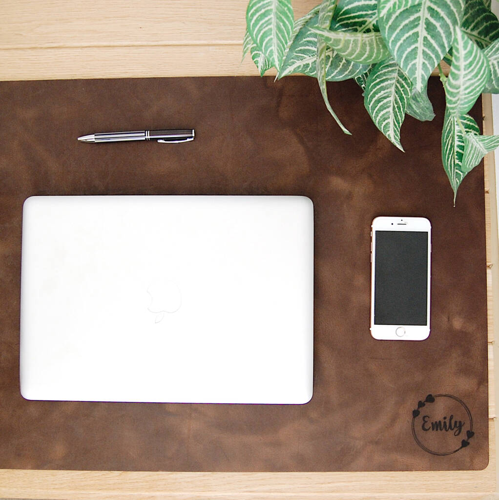 Recycled Vintage Leather Personalised Desk Mat By The British Belt ...