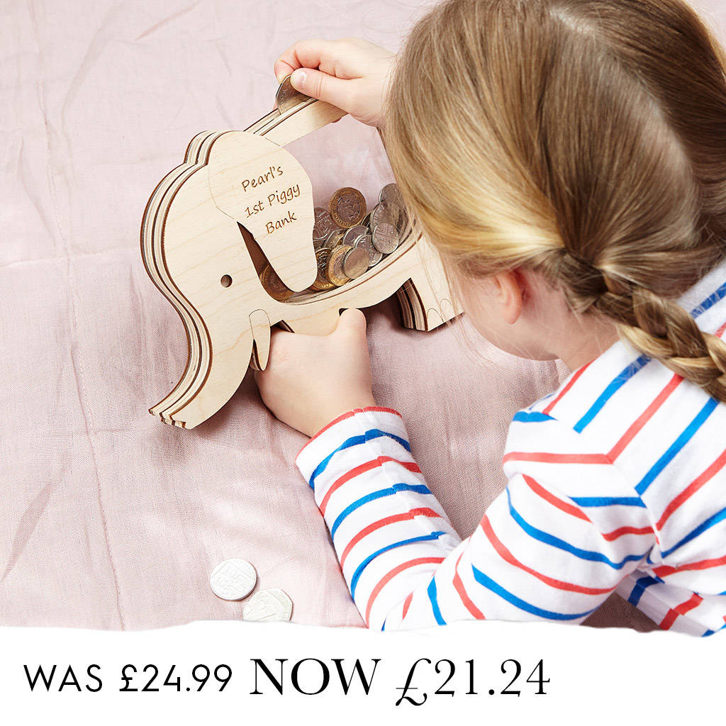 personalised elephant money box bank by natural gift store ...