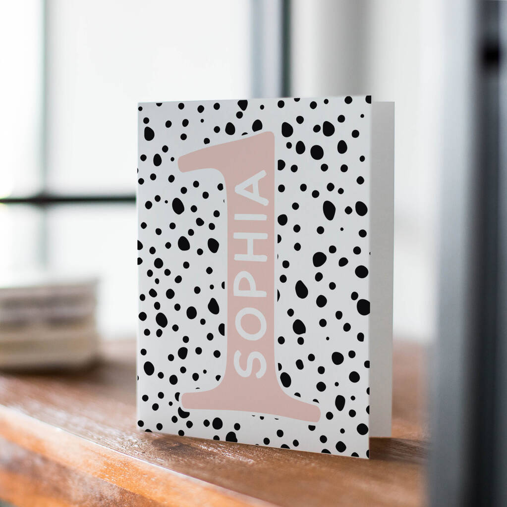 Spotty Personalised 1st Birthday Card In Seven Colours By Lunella ...