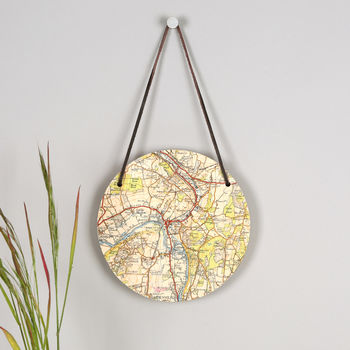 Personalised Hanging Map Location Circular Wall Art By Bombus ...