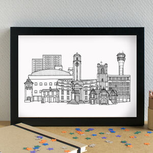 Luton Skyline Art Print Unframed By Becka Griffin Illustration ...