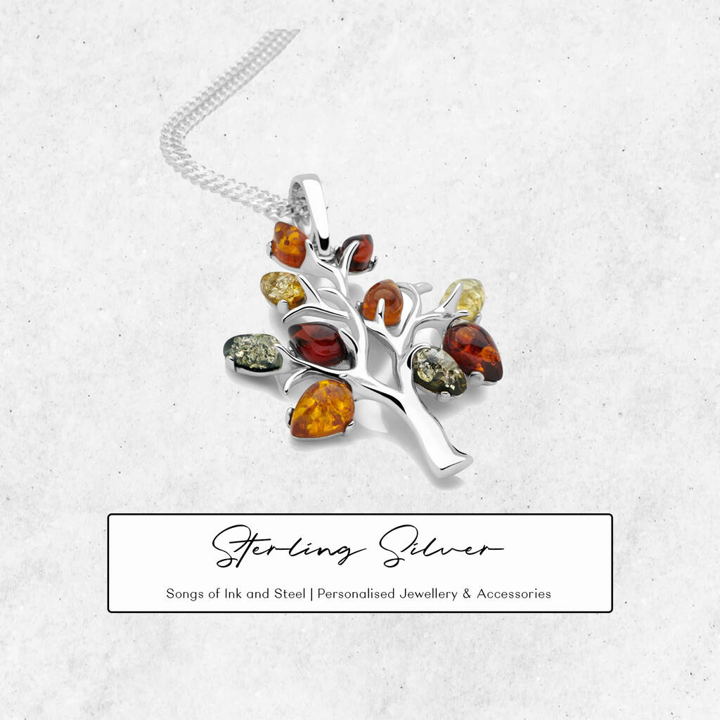 Baltic Amber Tree Of Life Necklace In Sterling Silver By Songs of Ink ...