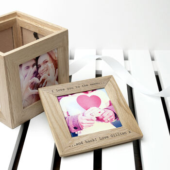 Personalised Oak Couples Photo Cube Keepsake Box By JUNGLEY ...