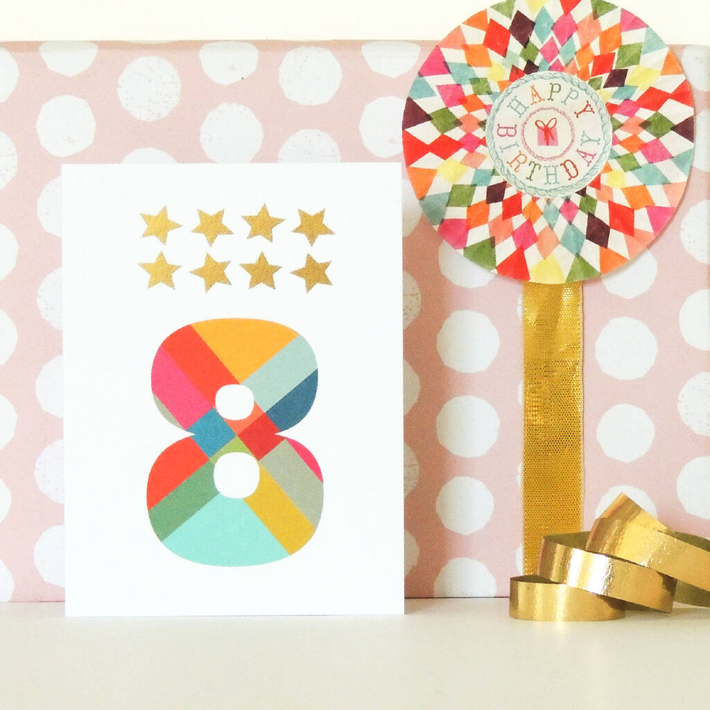 Mini Gold Star Number Eight Card By Kali Stileman Publishing