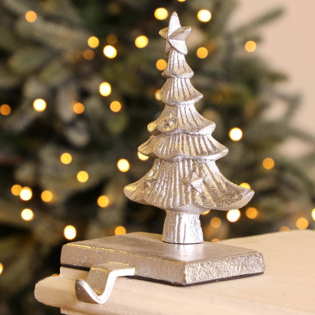 Cast Iron Christmas Tree Stocking Hanger By Dibor | notonthehighstreet.com