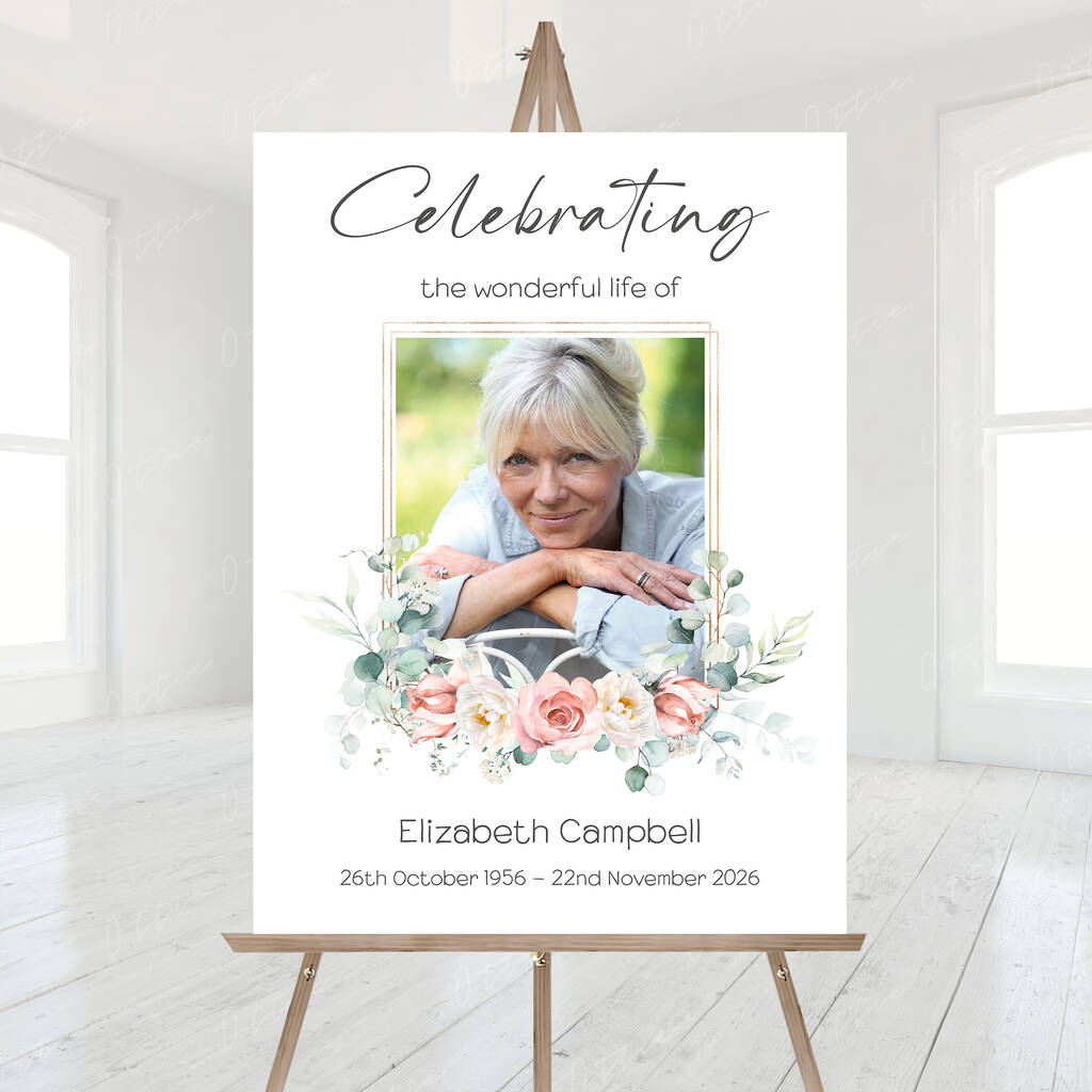 Floral Funeral Welcome Sign With Delicate Pink Roses By Ottie Design ...