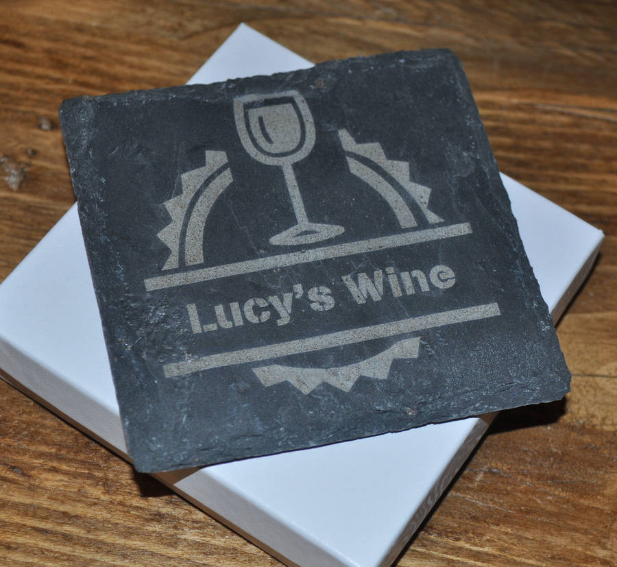 personalised wine slate coaster by sweet pea design ...