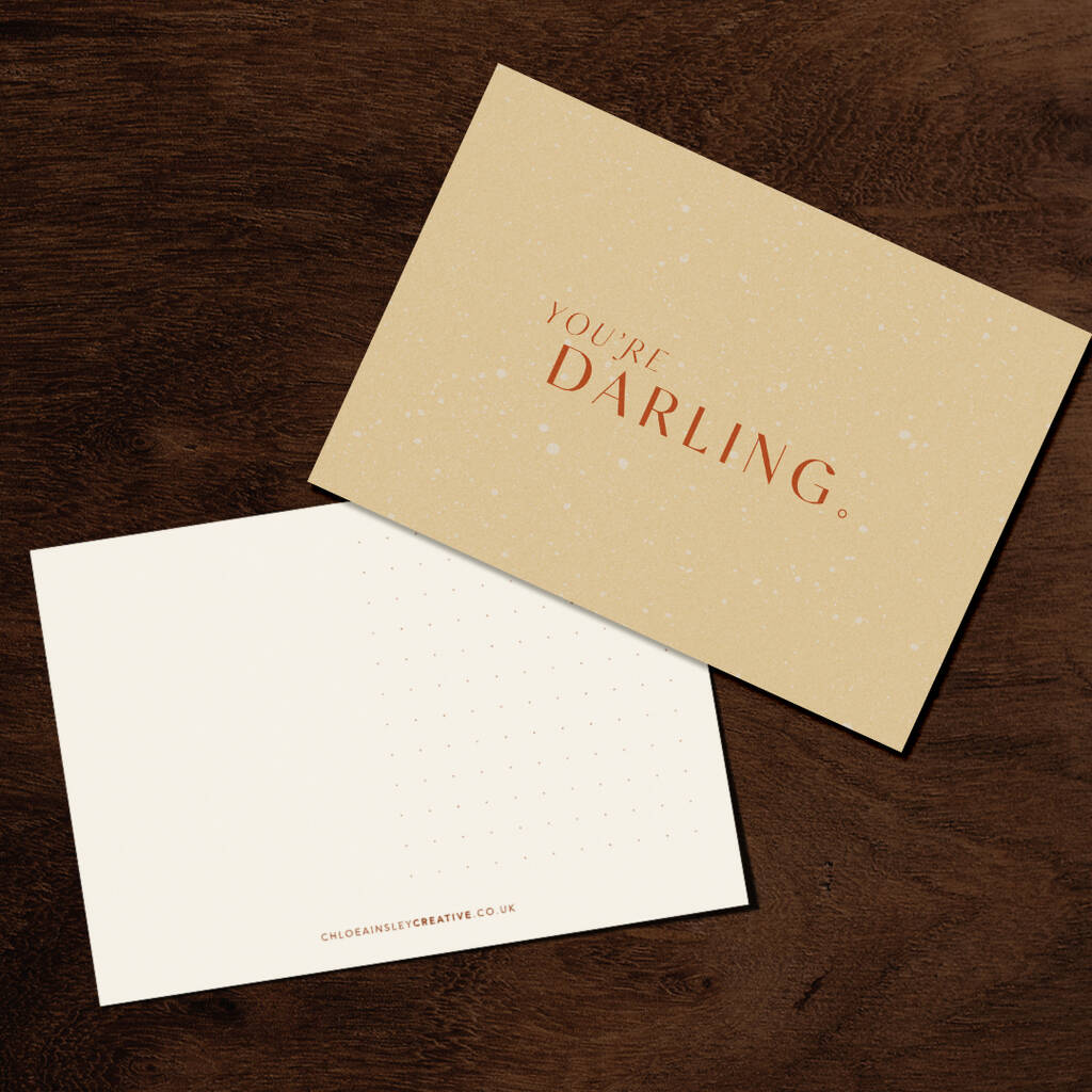 'You're Darling' Modern Typography Postcard By Chloe Pákai Studio