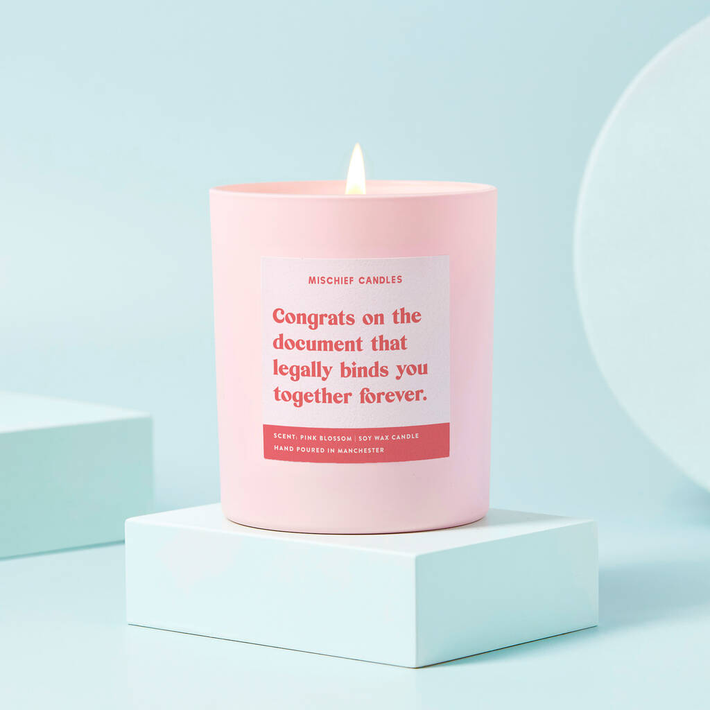 Wedding Gift Candle Funny Legally Binding Document By Mischief Candles ...