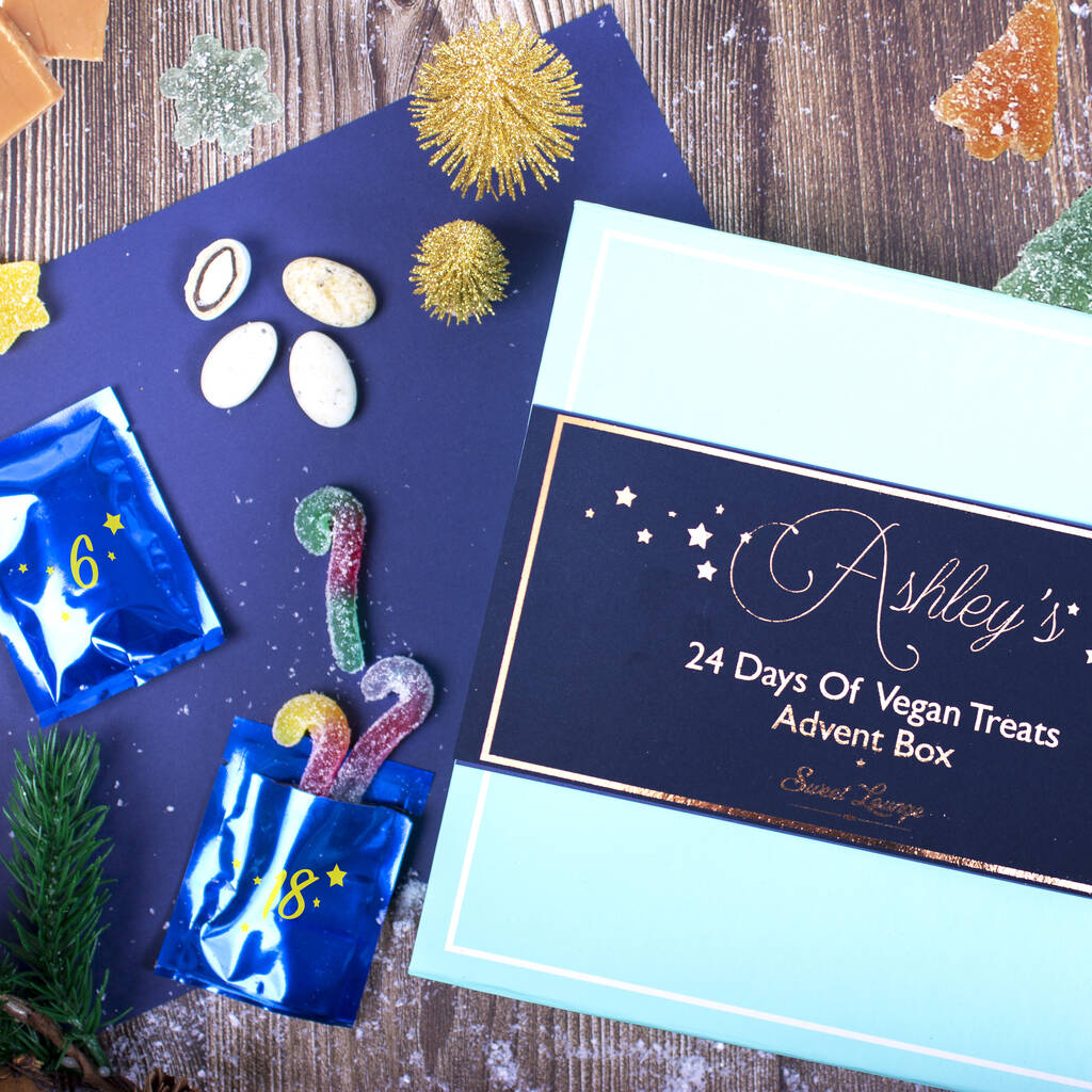 Personalised 24 Days Of Vegan Sweet Treats Advent Box By Sweet Lounge ...