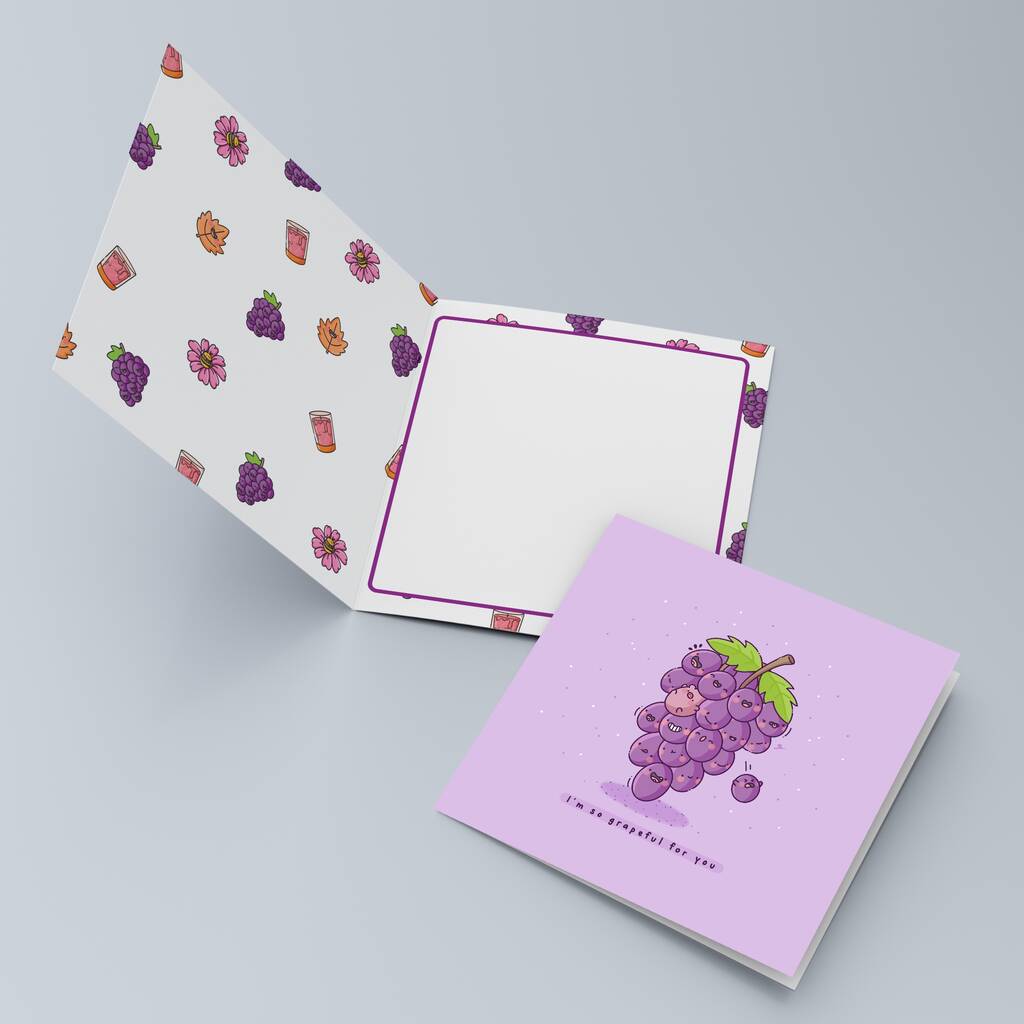 Cute Grapes Greetings Card By Toastedink