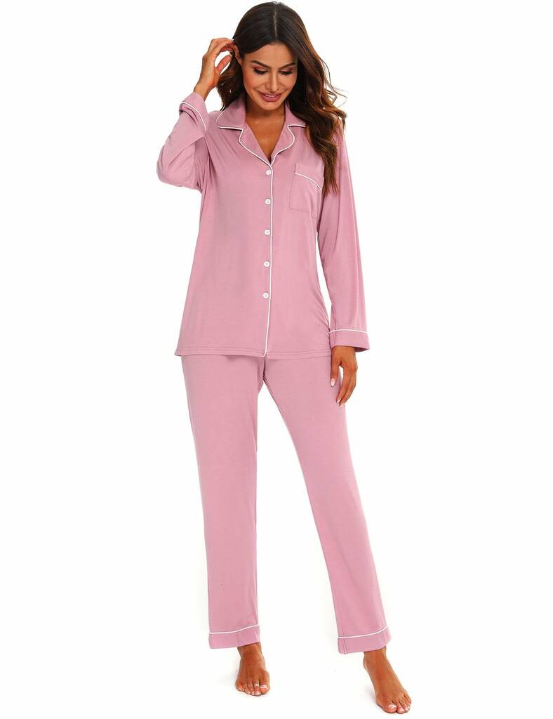 Personalised Women's Pink Jayde Bamboo Cotton Pyjamas By Arya Officiale ...