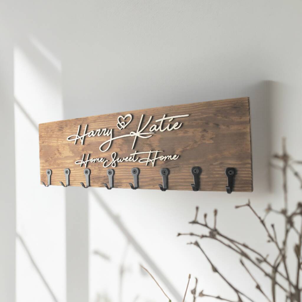 Large Personalised Key Holder With Eight Hooks By Mac and lilly