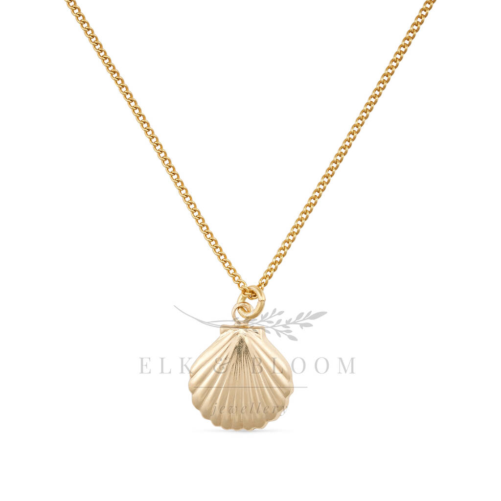 Dainty 18 K Gold Filled Shell Clam Necklace By Elk & Bloom ...