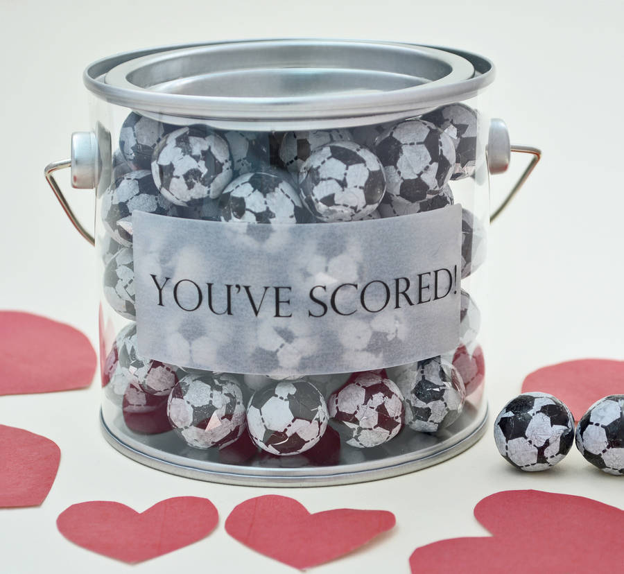 personalised bucket of chocolate footballs by me and my sport ...