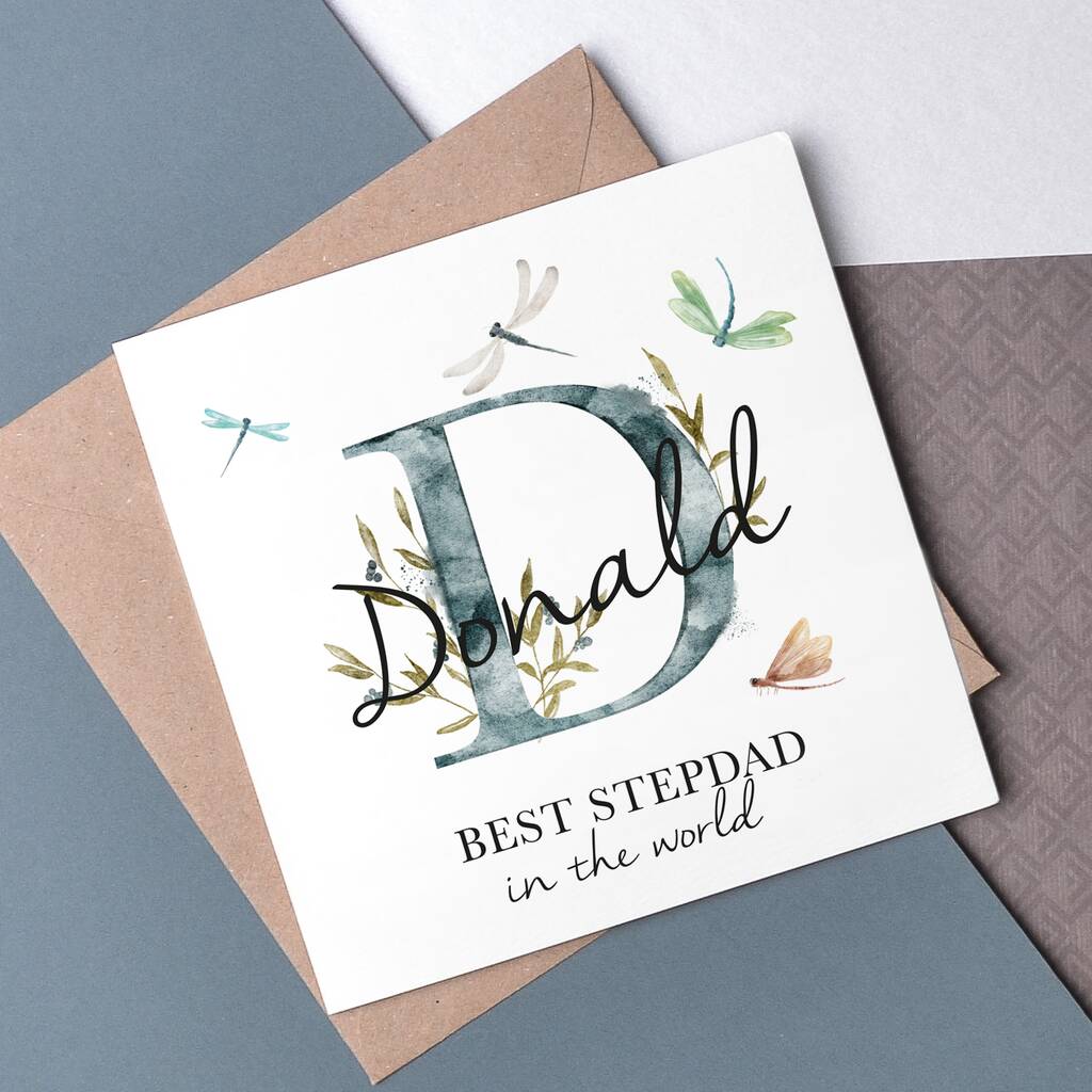 Dad Birthday Initial Watercolour Card By Vintage Designs Reborn