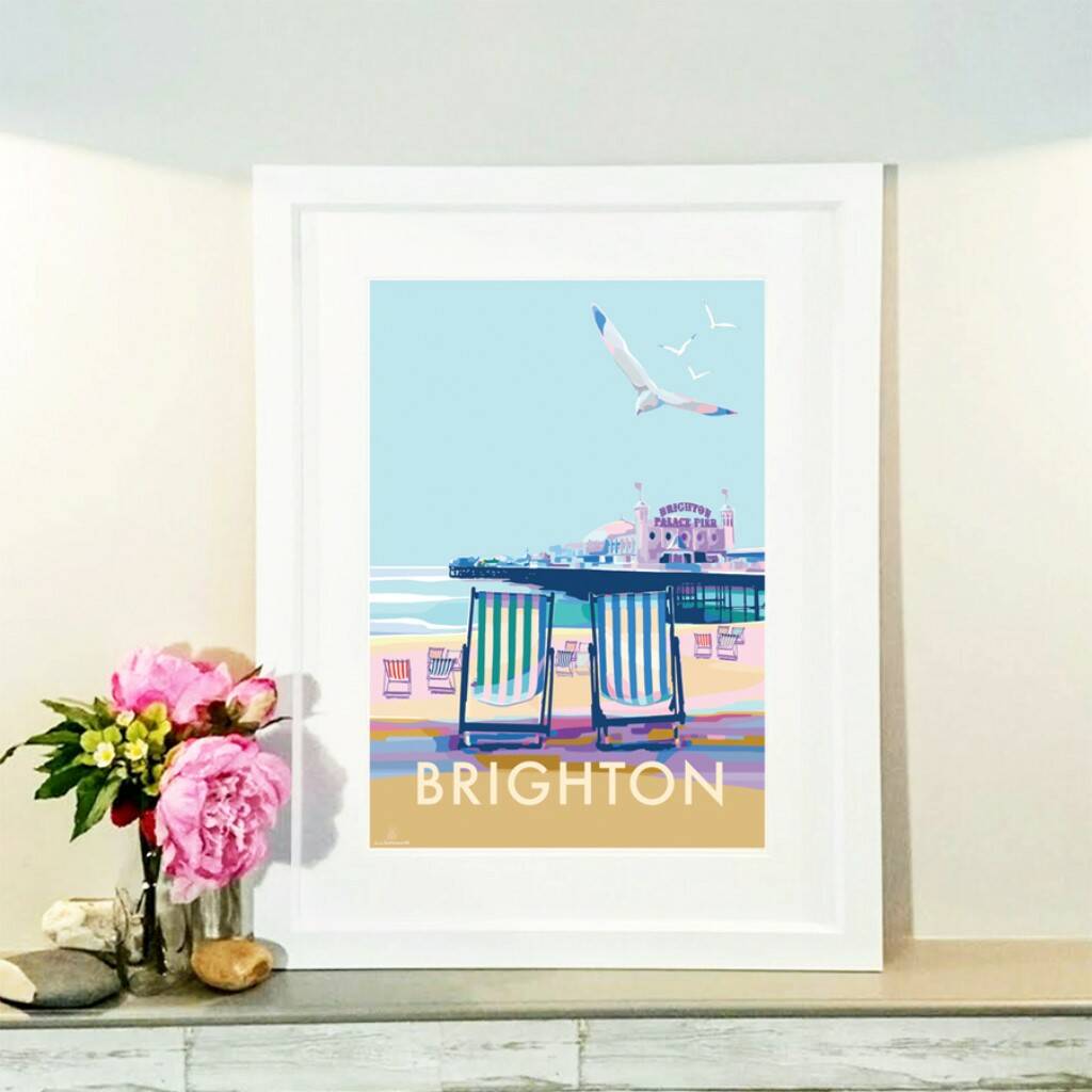 Brighton Vintage Style Seaside Travel Poster By Becky Bettesworth ...