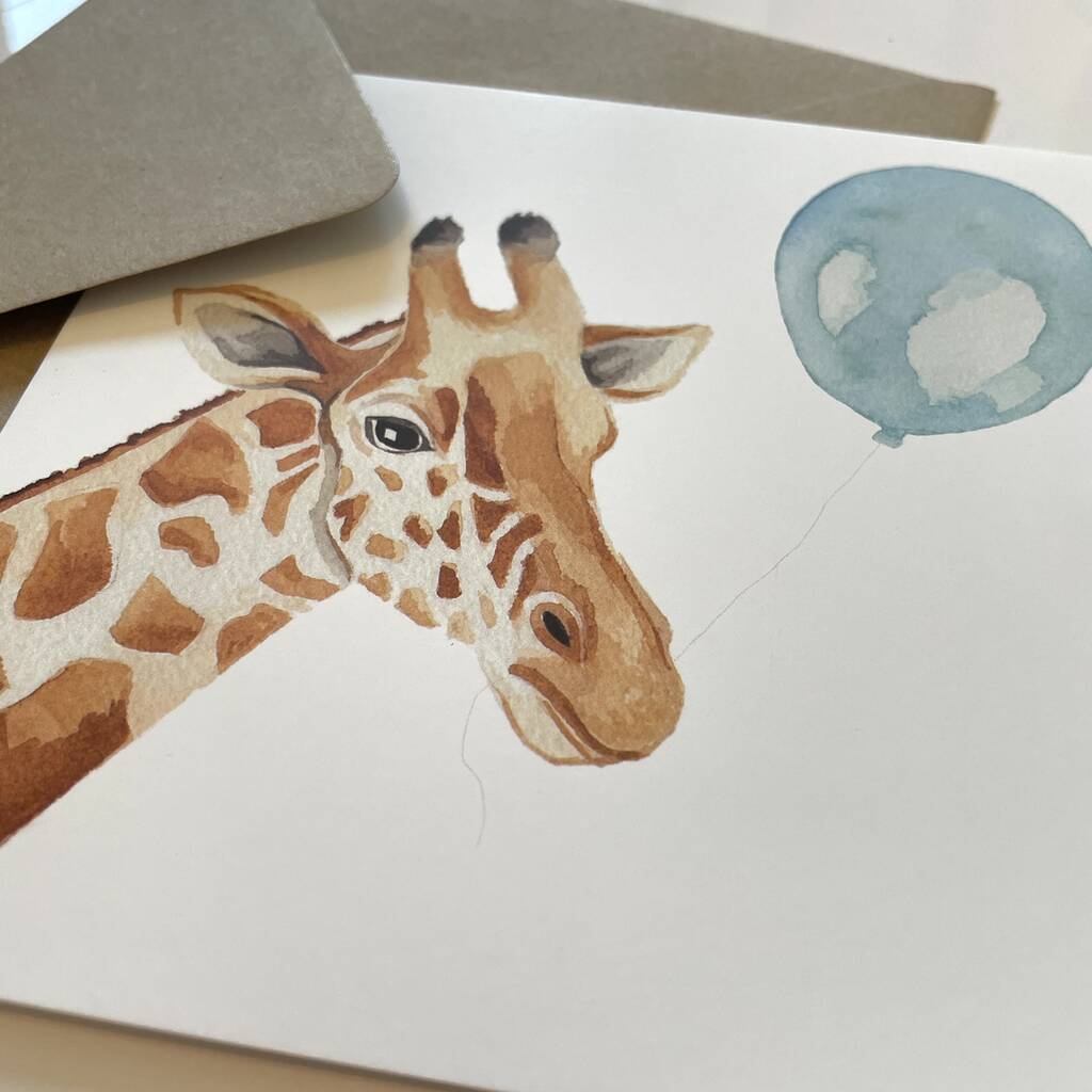 Giraffe With Balloon Card By lil wabbit | notonthehighstreet.com