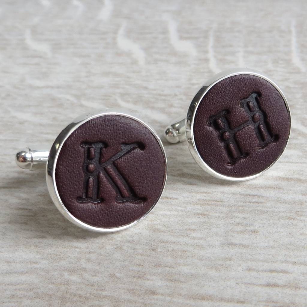 personalised leather initial wedding cufflinks by gracie collins ...