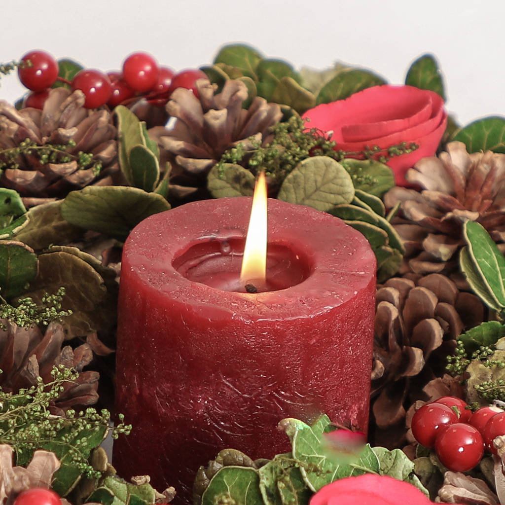 Roseberry Christmas Candle Table Centrepiece By Dibor ...
