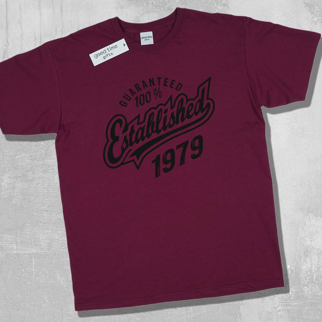 'established 1979' 40th birthday gift t shirt by good time gifts ...