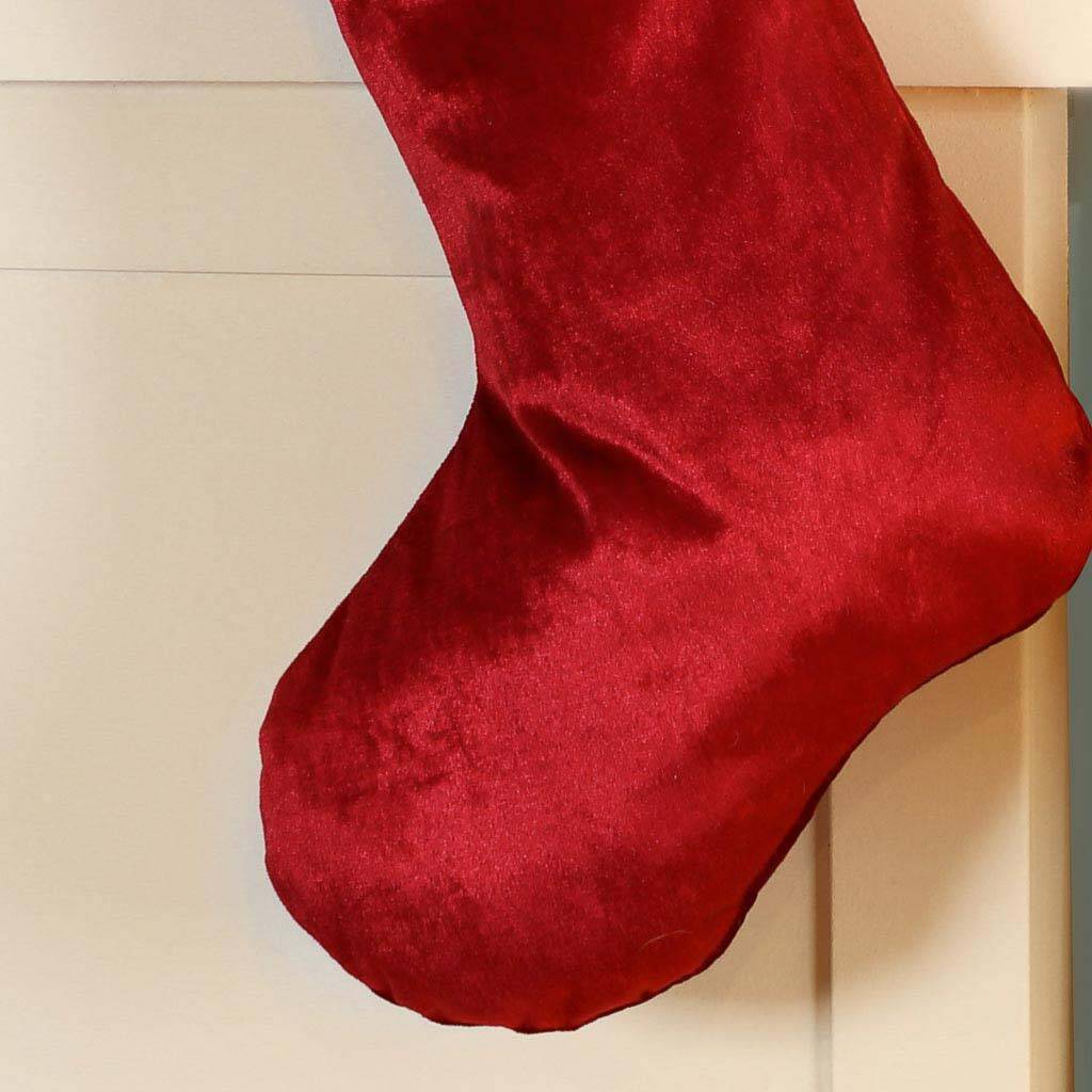 Personalised Luxury Ruby Red Velvet Christmas Stocking By Dibor ...
