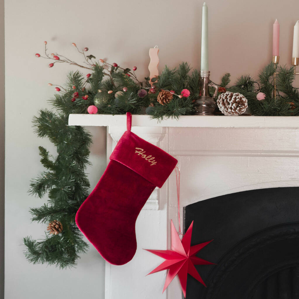 Personalised Embroidered Red Velvet Style Stocking By Rock On Ruby ...